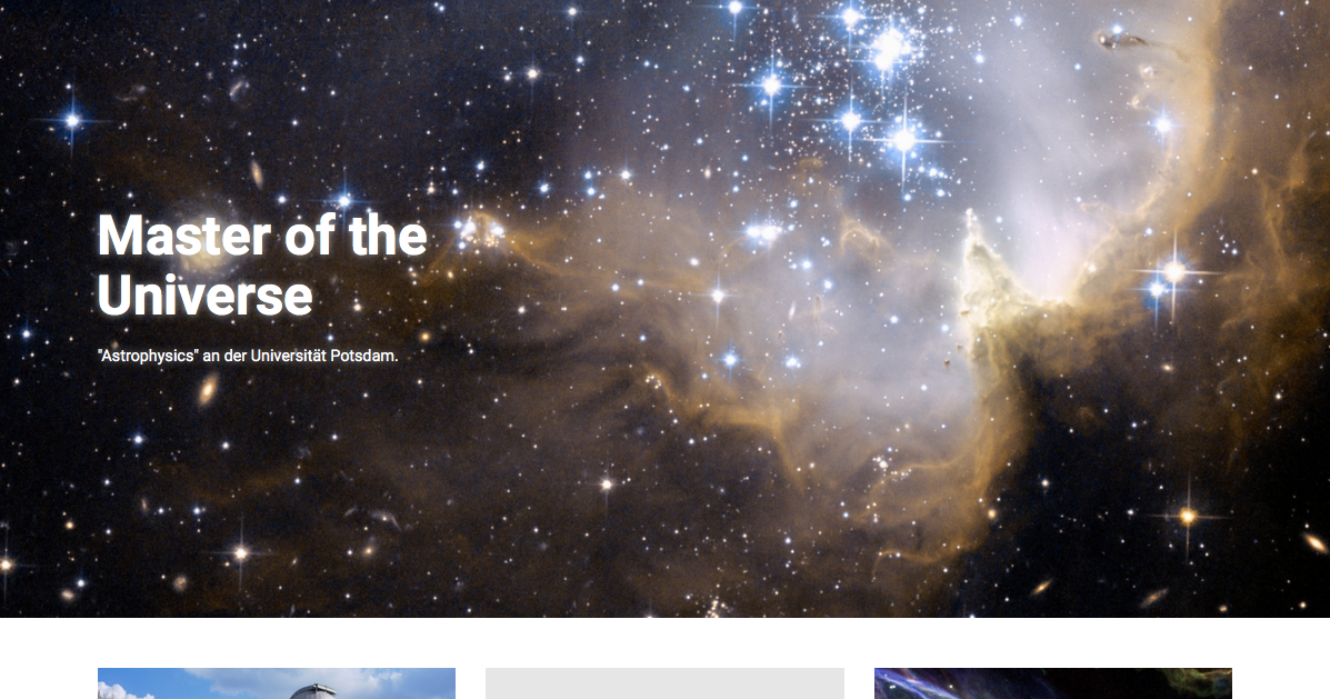 New Masters Programme In „astrophysics“ Aip